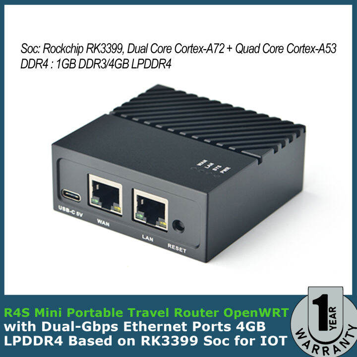 NanoPi R4S Mini Portable Travel Router OpenWRT with Dual-Gbps Ethernet ...