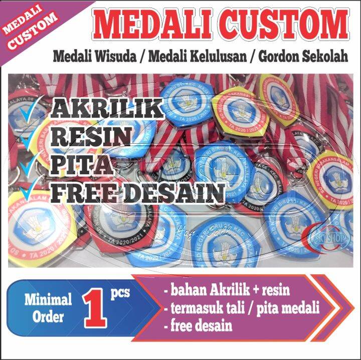 Medali Kelulusan Wisuda Sekolah Akrilik Resin Custom Satuan | Lazada ...