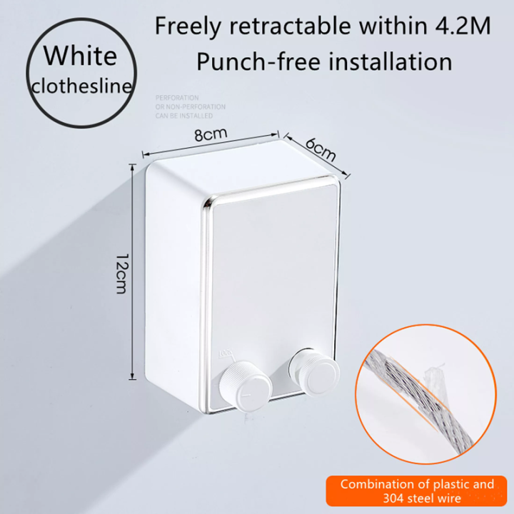 DLMA Telescopic Clothesline Indoor Outdoor Balcony Stainless Steel Wire ...