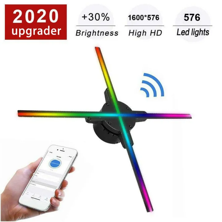 3D Hologram Projector Light Advertising Display Wall-mounted Wifi LED Fan Holographic Imaging ...