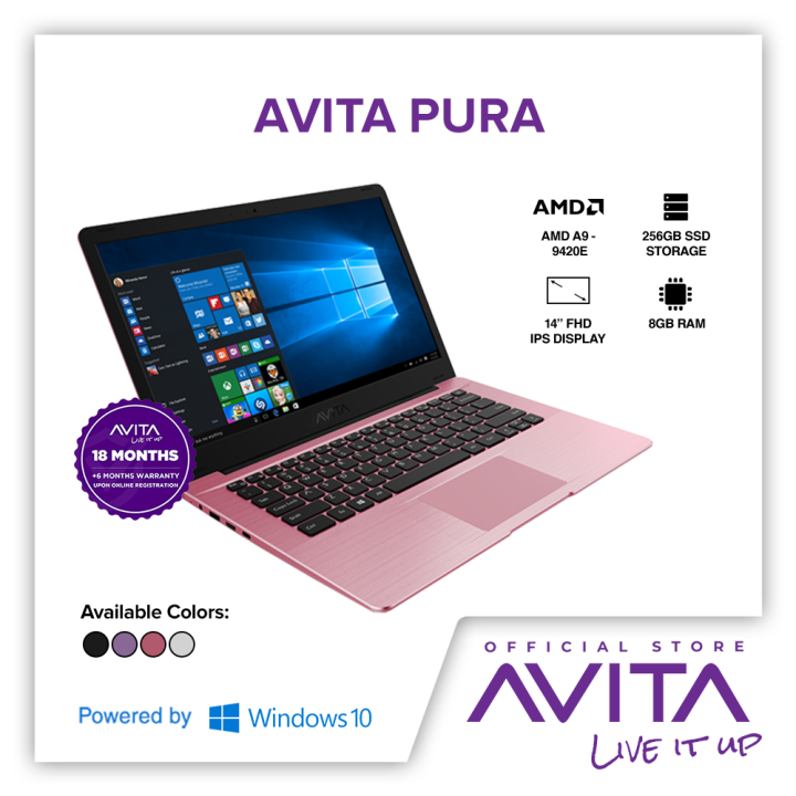 Avita Pura 14" Windows Laptop with AMD A9 Processor and FREE Mouse and ...