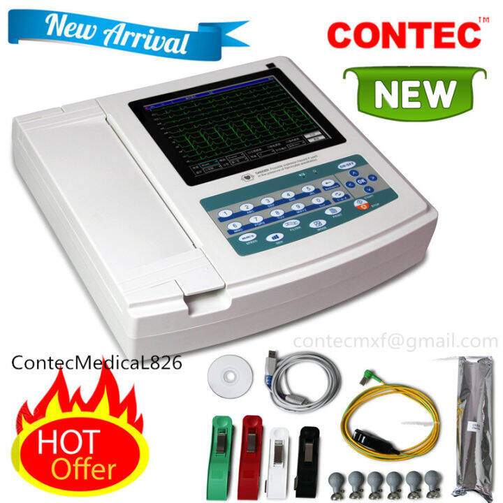 Contec ECG1200G Touch Screen 12 Channel EKG electrocardiograph ECG Machine 12 Lead ECG ...