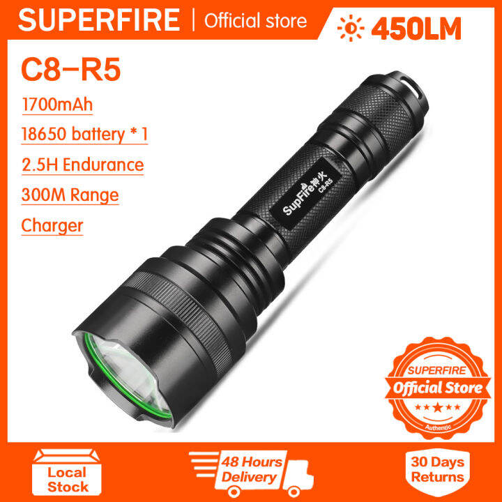 SUPERFIRE C8-R5 8W Powerful Flashlight | Lazada
