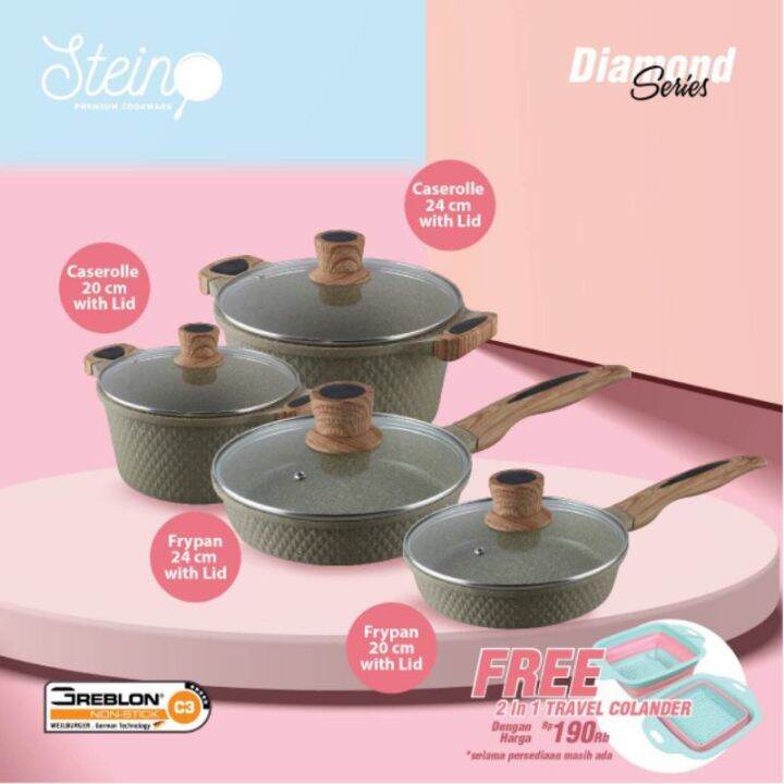 Paket Onyx Stein Cookware Granite Series Steincookware Resmi | Lazada ...
