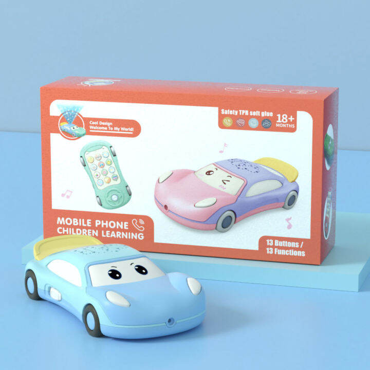 Kids Cell Phone Toy Car Shaped Light Music Star Projection Early ...