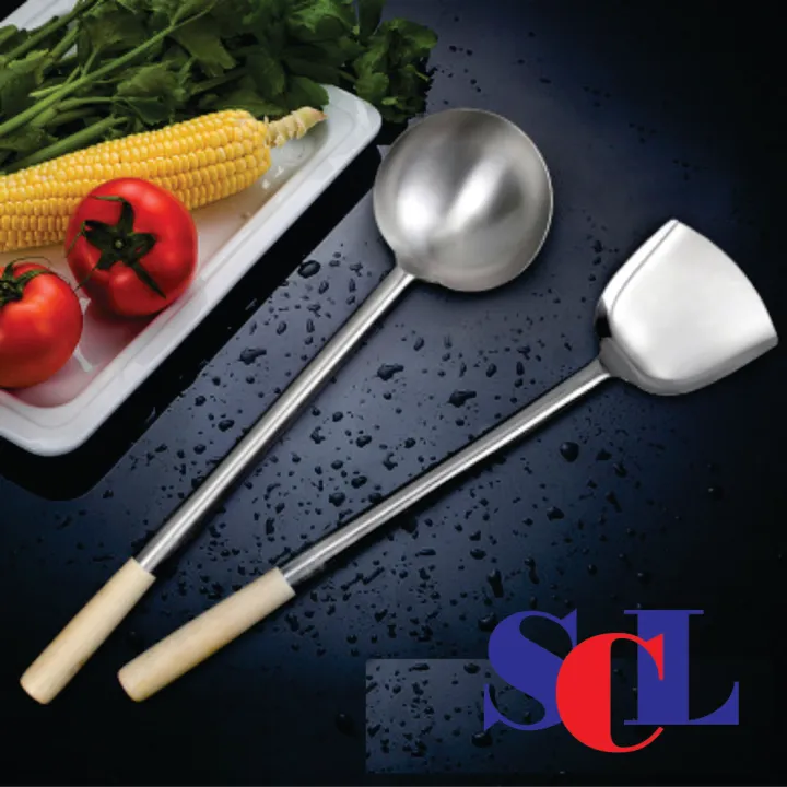 HEAVY DUTY‼️ STAINLESS SANDOK & SIANSE WITH WOOD HANDLE FOR CANTEEN ...