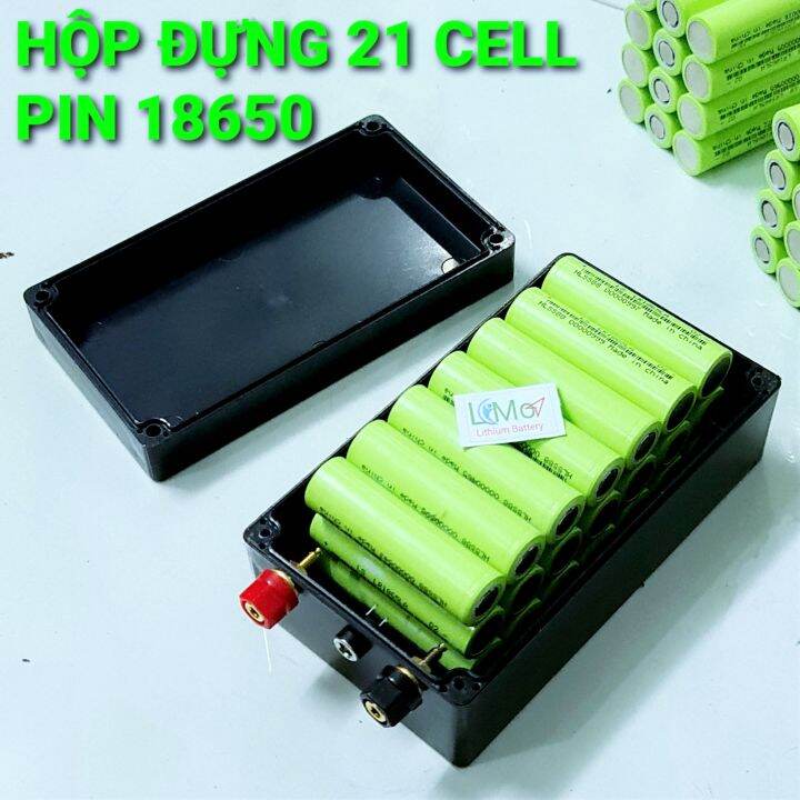 Vỏ bình acquy pin lithium đựng được 21 cell pin 18650. Hộp được gắn sẵn ...