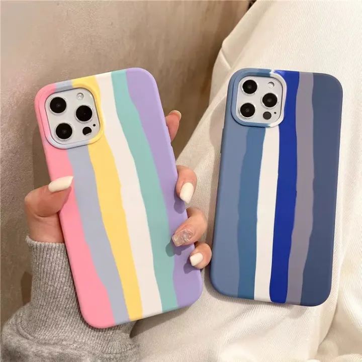 【CW】 For Apple 13 Rainbow Liquid Silicone Case 11 Rainbow Phone Case ...