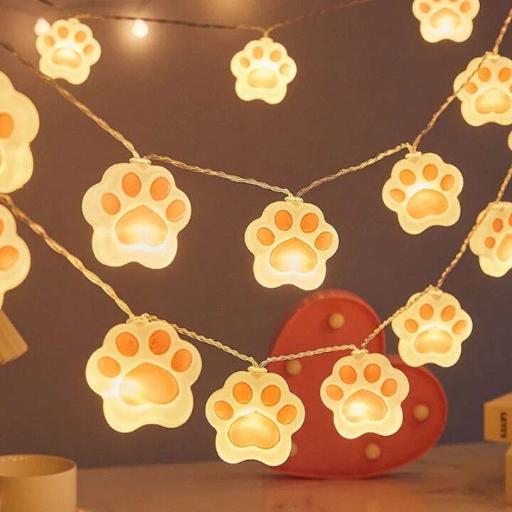 Cute Cat Paw String Lights 1.5m 10LEDs Lighting for Christmas New Year ...