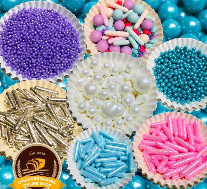 Edible Sprinkle Metallic Capsules Rods Pearl Matte Colored Dragees 50 ...