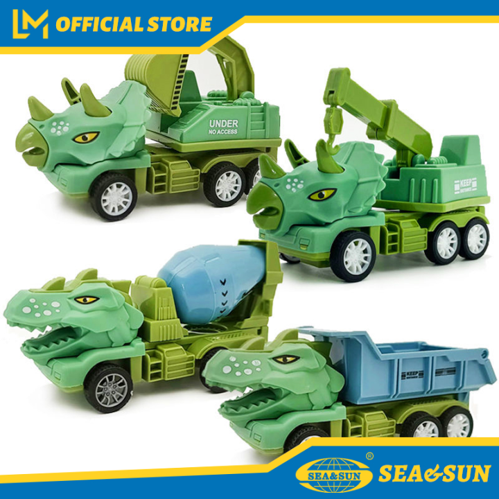 SEA&SUN Children's Dinosaur Vehicle Set Jurassic Dinosaur Engineering ...