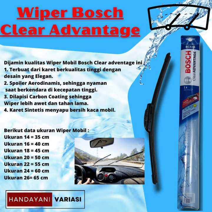 Wiper Kaca Depan Mobil Bosch Clear Advantage Fameless Original/wiper Pisang Full Karet | Lazada ...
