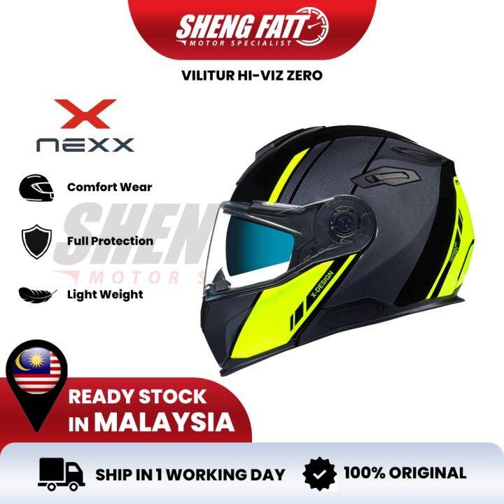 NEXX VILITUR HI-VIZ ZERO Full Face Helmet Motor Visor Topi Keledar ...