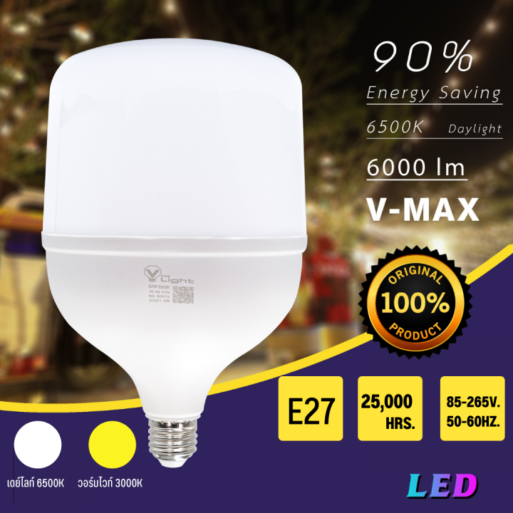 หลอดไฮวัตต์ LED 20W-30W-40W-50W-60W วอร์มเดย์ สว่างมากกก Light พร้อมส่ง | Lazada.co.th