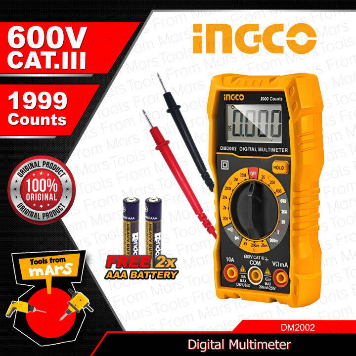 INGCO 600V LCD Digital Multi Tester Multimeter Electrical Multitester ...