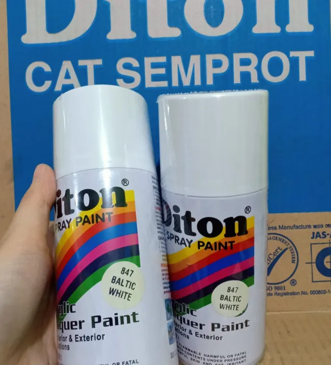 SOLID COLOURS DITON Spray Paint Acrylic Lacquer Paint Pilox Pilok Cat Semprot - 847 BALTIC WHITE ...