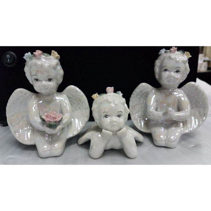Statues Sculptures 4 inch PORCELAIN SET OF 3 ANGELS FIGURINE | Lazada PH