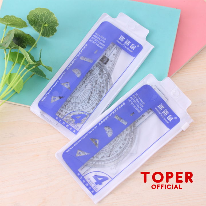 TOPER Penggaris Set 4 in 1 Lengkap Komplit Ruler Aesthetic Estetik ...