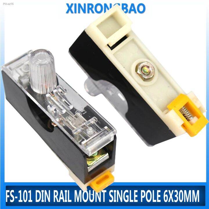 FS-101 Din Rail Mount Single Pole 6X30mm 10A Fuse Holder Glass Fuse ...