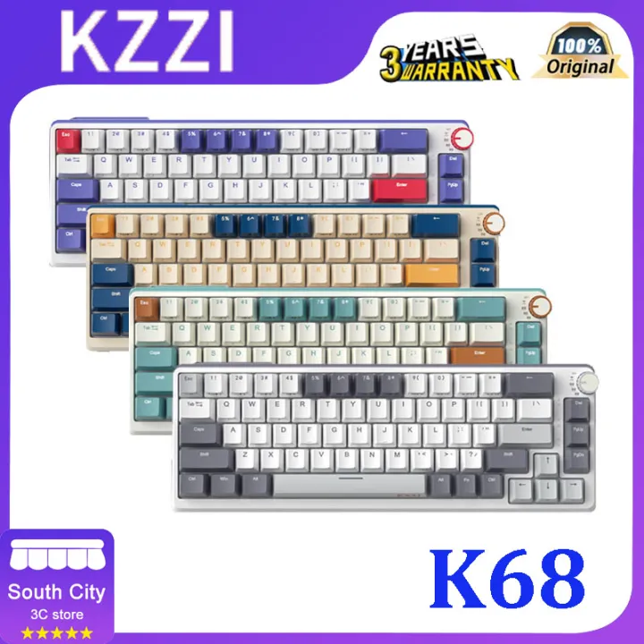 KZZI K68 Bluetooth สามโหมดแป้นพิมพ์เครื่องกล RGB TTC สลับโครงสร้างปะเก็นเกมรองรับ Hot Swap ...