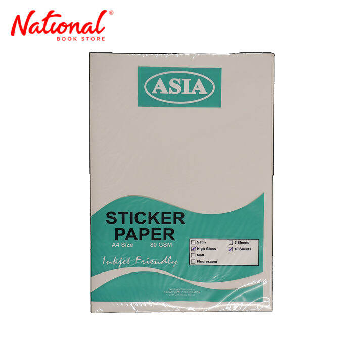 Asia Sticker Paper A4 80Gsm 10S Glossy | Lazada PH
