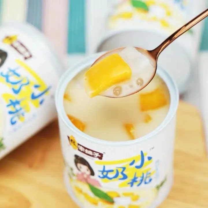 Linjia Pu Canned Yogurt Peach Sago/Yellow Peach 312g 林家铺子酸奶黄桃西米露/黄桃罐头 | Lazada PH