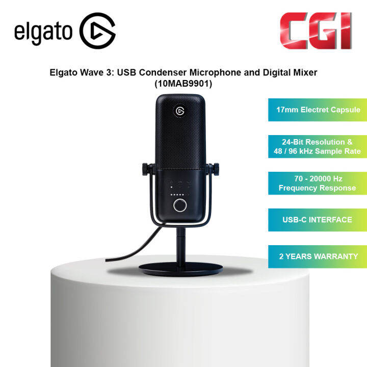 Elgato Wave:3 USB Premium Microphone and Digital Mixing Solution (Black ...