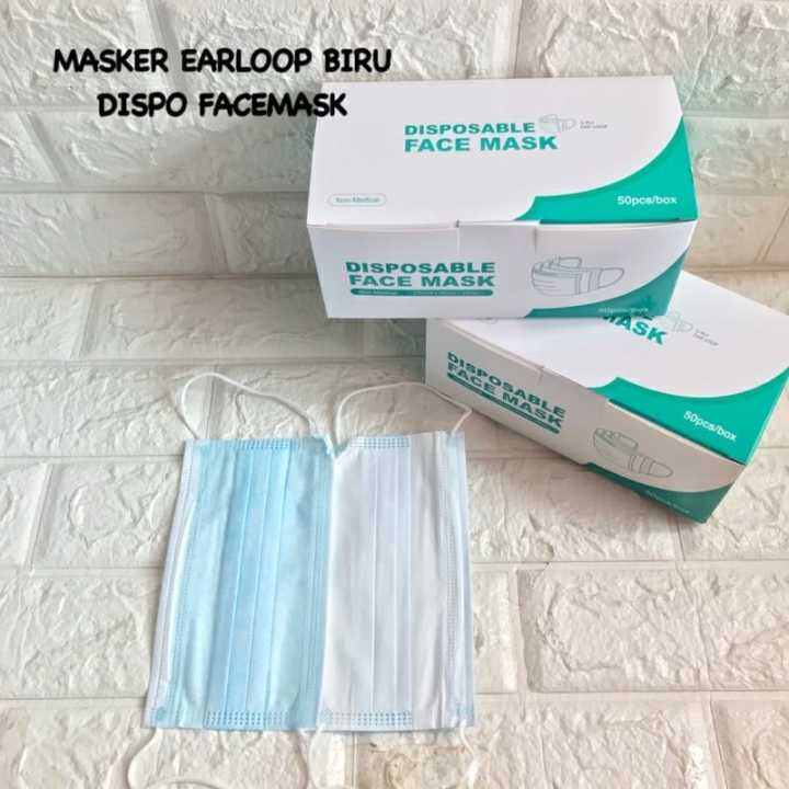 MASKER EARLOOP DISPO FACEMASK BIRU TEBAL 1BOX 50PCS | Lazada Indonesia
