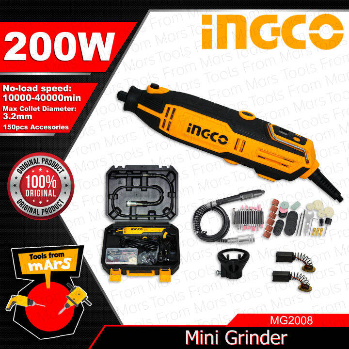 INGCO Mini Grinder Set 200W Electric Grinder Drill Engraver Rotary Tool ...