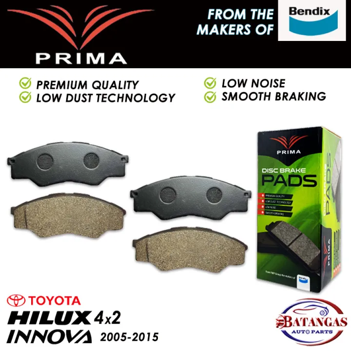 FRONT BRAKE PAD Toyota Innova / Hilux 4x2 2005-2015 PRIMA (4PCS) 1741 ...