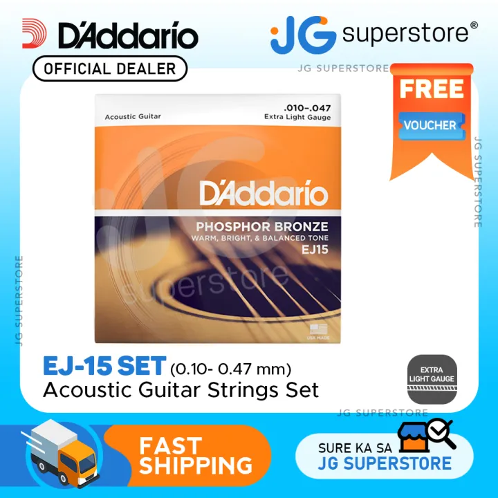D’Addario 10/47 Bronze 6-String Acoustic Guitar Strings Set (Extra ...