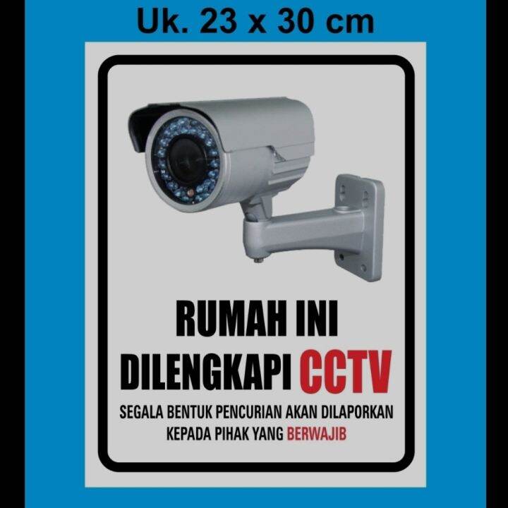 stiker sign RUMAH INI DILENGKAPI CCTV 24JAM 23x30. rambu k3 safety PERHATIAN AREA CCTV | Lazada ...