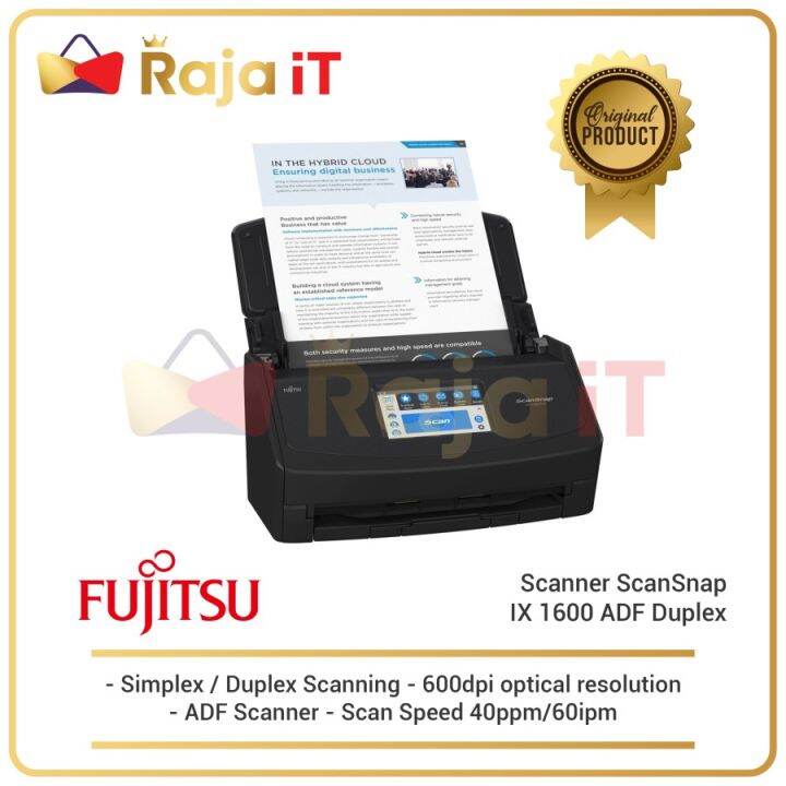 FUJITSU Scanner ScanSnap IX 1600 ADF Duplex IX-1600 IX1600 - Hitam ...