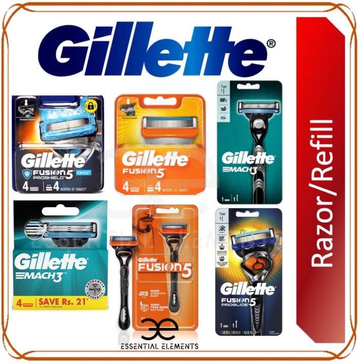GILLETTE Razor / Refill Fusion 5 | Proglide Flexiball Proshield | Mach ...