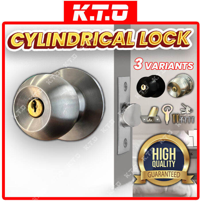 Cylinder Door Lock Set Cylindrical Knob Lock With Key for Home Bedroom ...