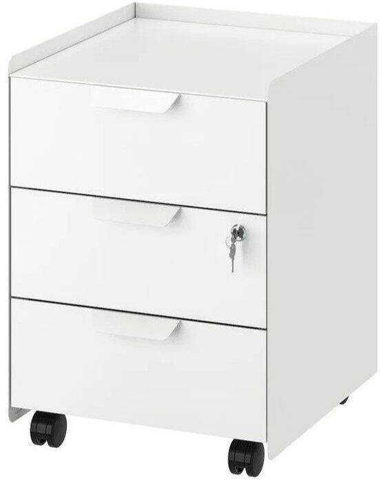 TROTTEN Drawer unit w 3 drawers on castors, white (ทร็อตเตน ตู้ 3 ...