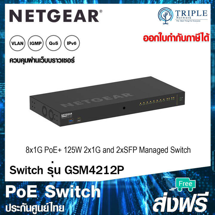 Netgear GSM4212P–AV Line M4250-10G2F-PoE+ 8x1G PoE+ 125W 2x1G and 2xSFP ...