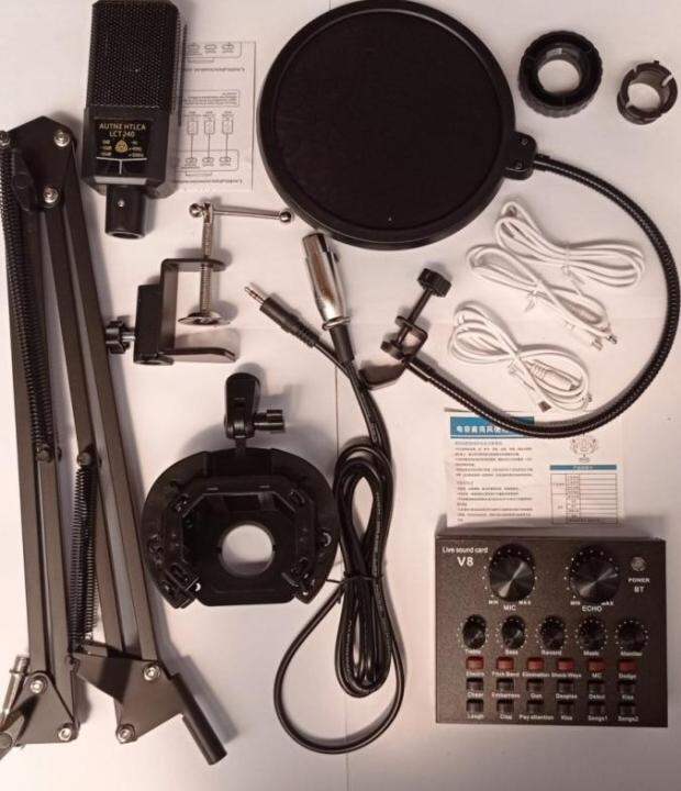 Soundcard V8 Mixer Audio Bluetooth Recording set Microphone condenser ...