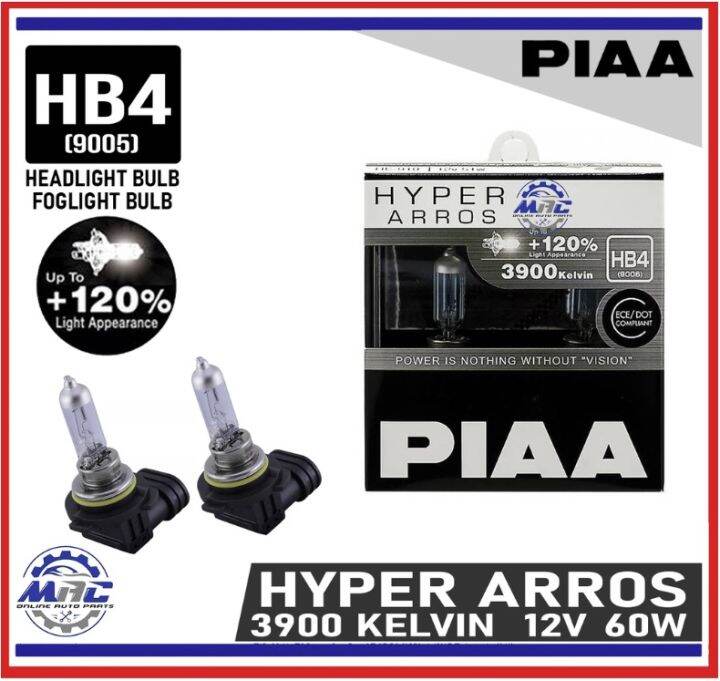 PIAA Hyper Arros 3900K HB4 (9006) Halogen Bulb HE-910 SUPER BRIGHT ...