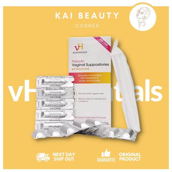 VH Essentials Prebiotic Suppositories pH Balanced for Feminine Odor (15 ...