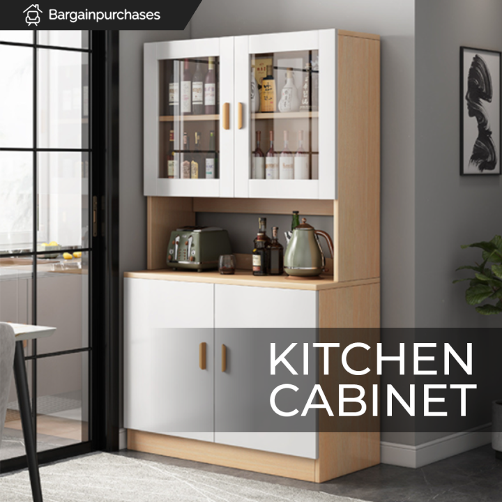 Modern Kitchen Cabinet Glass Door Storage Sideboard Scandinavian Home ...