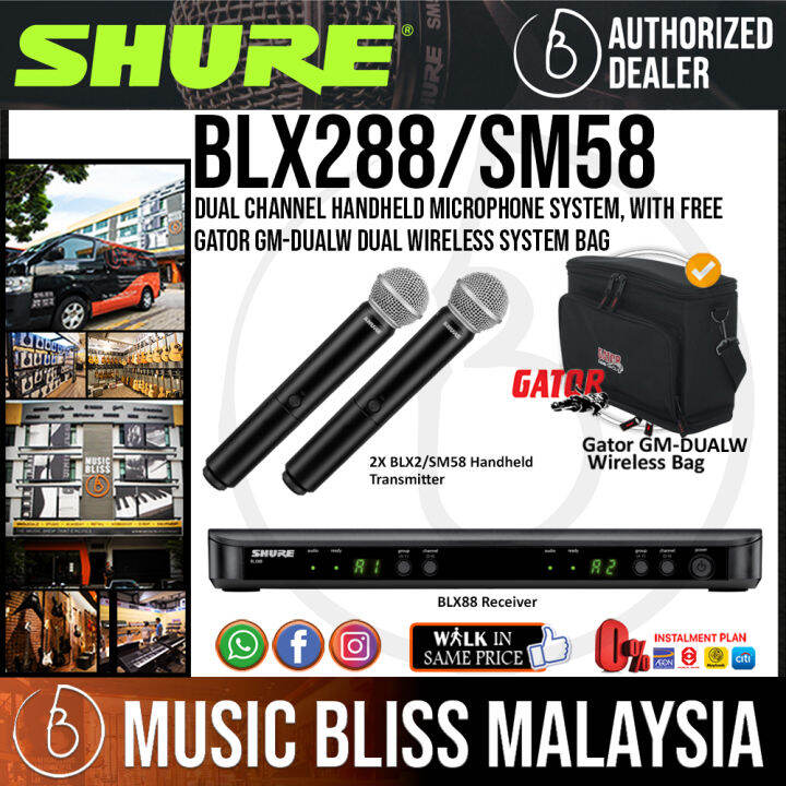 Shure BLX288/SM58 Dual Channel Handheld Wireless Microphone System ...