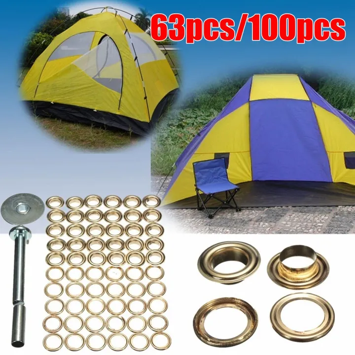 63 PCS Tarpaulin Tent Leather Groundsheet Eyelets Grommets Hole Tool ...