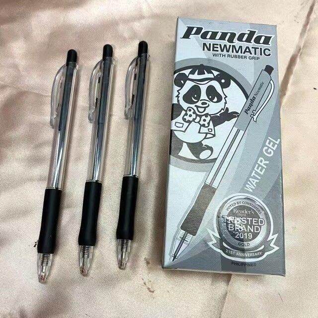 SSP 12pcs Panda Newmatic with rubber grip water gel pen.retractable ...