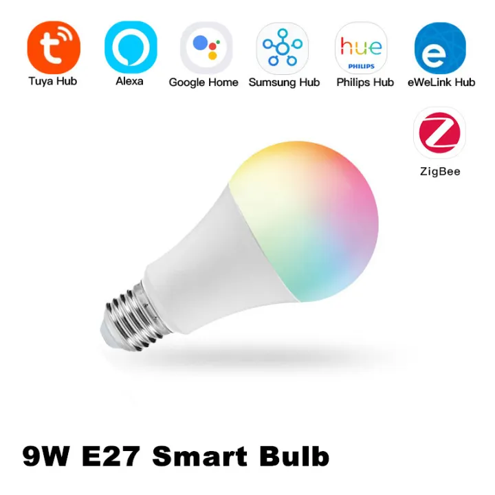 ZigBee 3.0 Tuya Smart Home Light E27 9W LED Bulb RGB Supports For Alexa Home Samsung Hub eWeLink ...