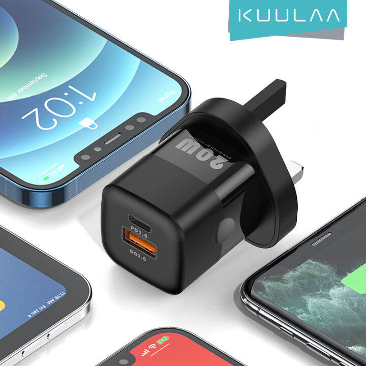 KUULAA 20W UK Charger PD3.0 Fast Charging Type C Wall Plug Charger Plug ...