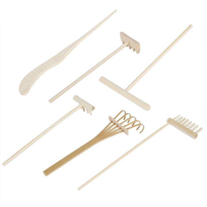 Mini Japanese Zen Garden Rake Bamboo Tool Set, Wooden Sandbox Sand Play ...