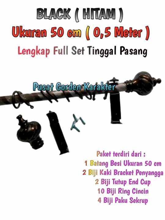 Besi Gorden Rollet Crystal Batangan Bulat Hitam Ukuran 50 cm atau ...
