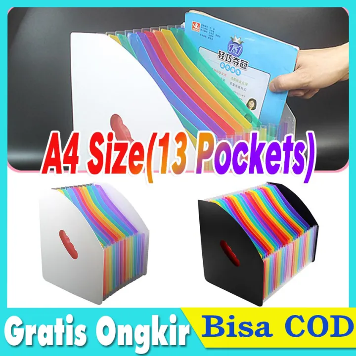 13 Sekat File Folder A4 Dokumen Map Bag Expanding Meja Stand Organ ...