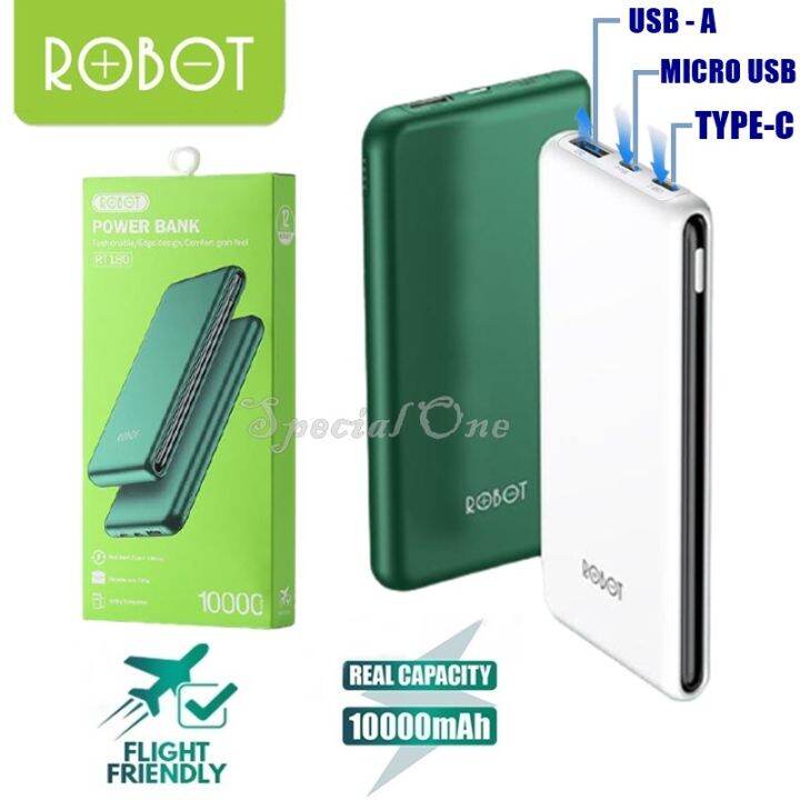Robot PowerBank 10000mAh RT180 Dual Input Port Type C & Micro USB ...